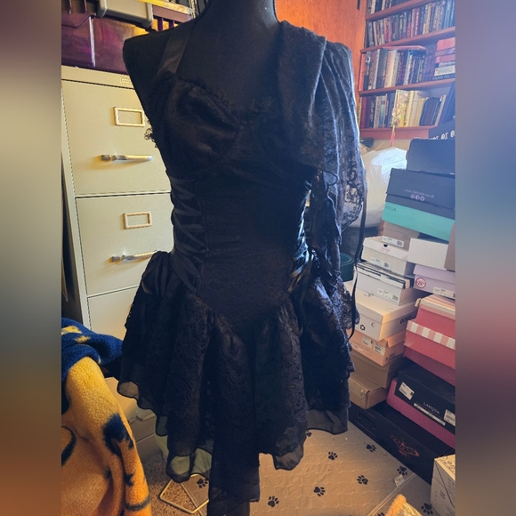 Dolls Kill | Dresses | Widow Dolls Kill Lace Corset Cold Shoulder Mini ...